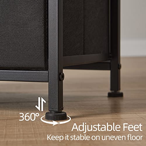 Somdot Nightstand with 2 Drawers, Bedside Table Small Dresser with Removable Fabric Bins for Bedroom Nursery Closet Living Room - Sturdy Steel Frame, Wood Top, Pull Handle - Black/Rustic Brown