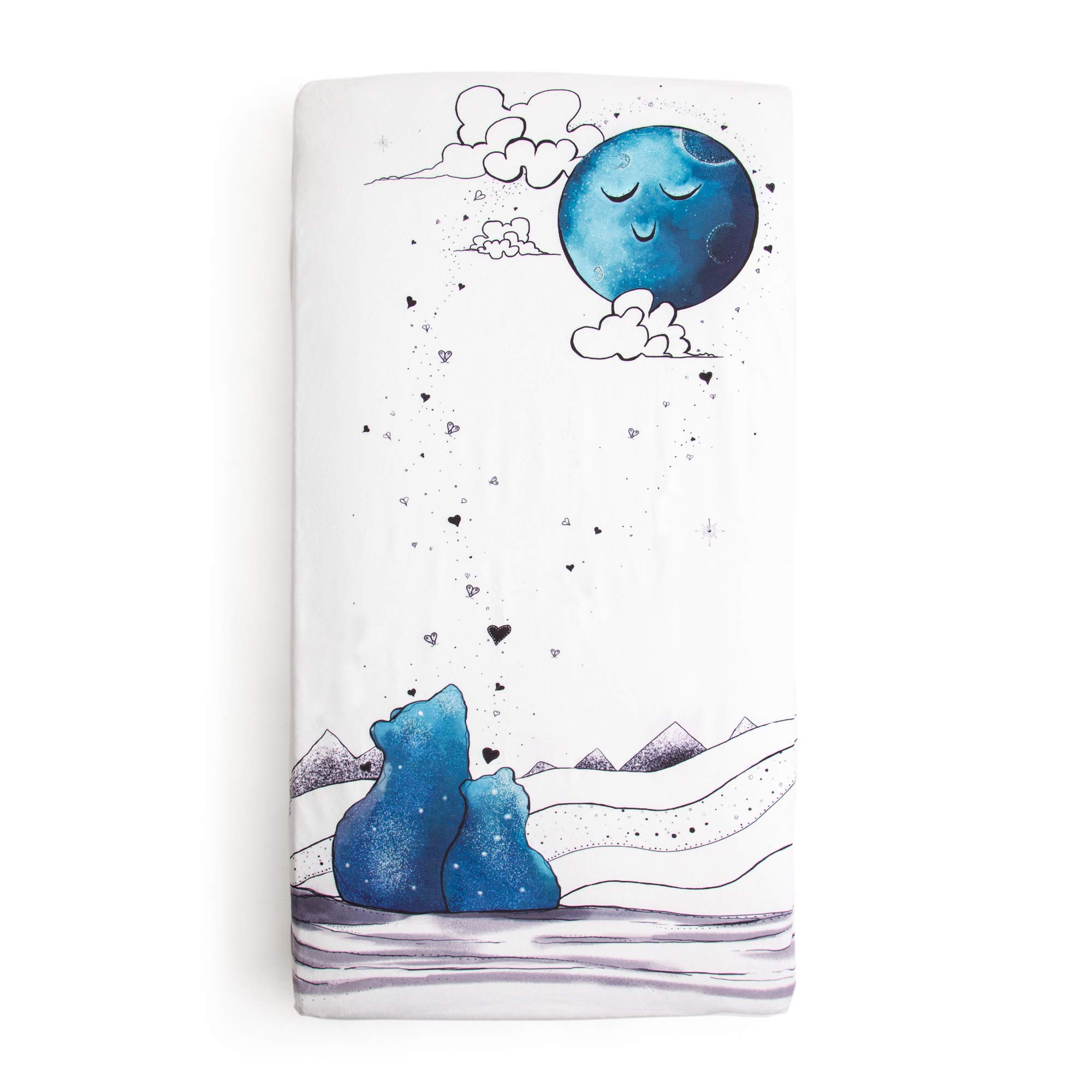 JumpOff Jo - Waterproof Baby Crib Sheet - Super Soft Breathable Minky Fabric, TPU Stain Protector, Baby Crib Sheet for Standard Crib Mattresses and Toddler Beds, 28"x52" - Mama Bear Blue