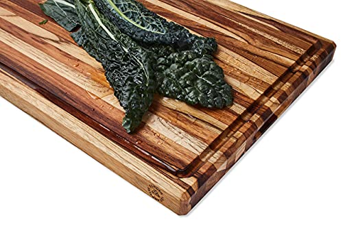 Sonder Los Angeles, XL Thick Teak Wood Cutting Board for Kitchen with Juice Groove, Sorting Compartments, Charcuterie Cheese Board 20x15x1.5 in (Gift Box Included)