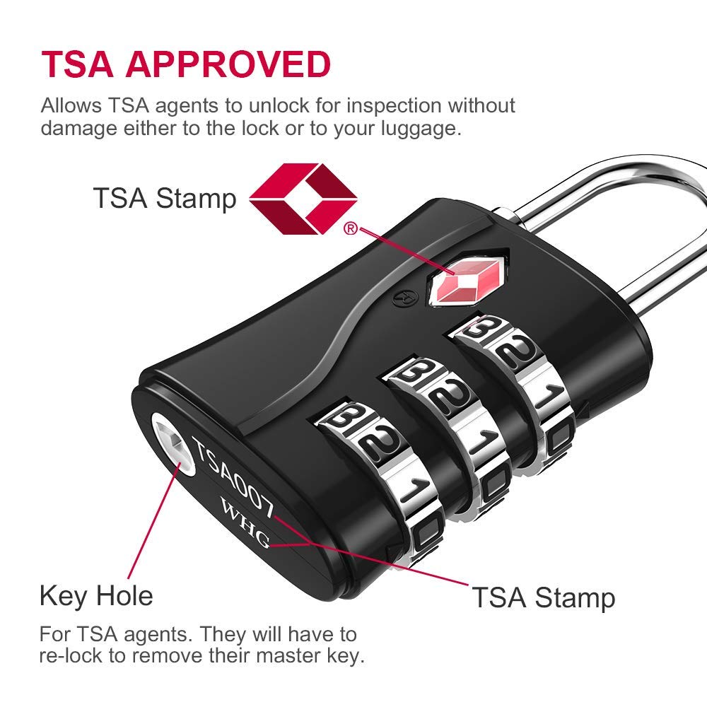 ZHEGE Luggage Locks, TSA Approved Locks, 3 Dial Zipper Lock with (80CM) Cable for Suitcases, Backpack, Baggage (Rose Gold, 2 Pack)
