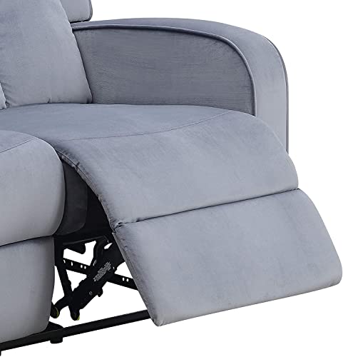 AC Pacific Dale Living Room Manual Reclining Sofas, Modern Upholstered Couch with Curve Arms and Padded Back Cushions, Loveseat, Flint Grey