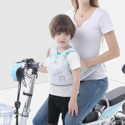 MOCOHANA Childrens Motorcycle Safety Harness Breathable Mesh Adjustable Kids Safety Seat Strap Carrier for Bike Riding Reflective, Green