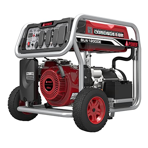 A-iPower SUA12000E 12000 Watt Portable Generator Heavy Duty Gas Powered With Electric Start For Jobsite, RV, and Whole House Backup Emergency
