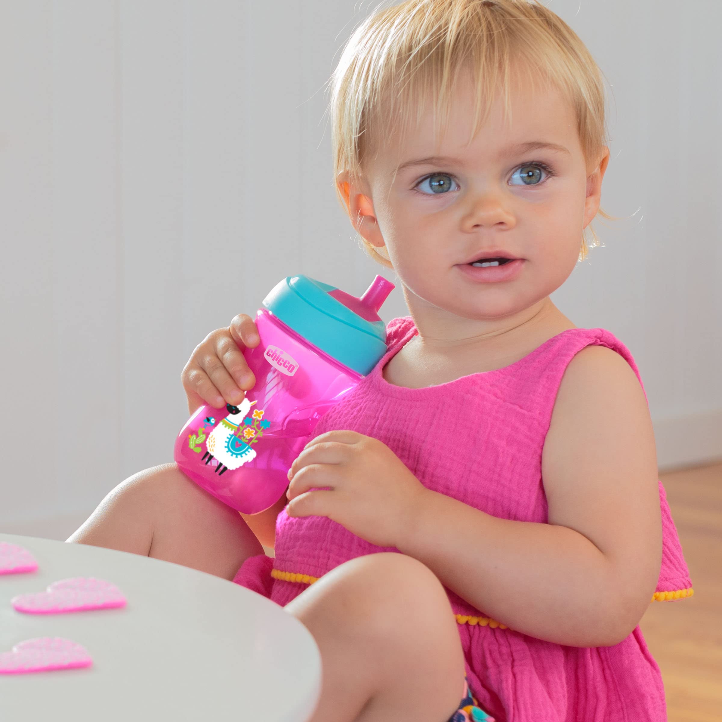 Chicco Sport Spout Trainer, Spill Free Baby Sippy Cup, 9 Months, Pink/Purple,2 Count (Pack of 1)