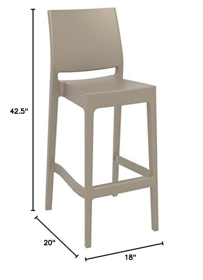 Home Square Resin 29.5" Barstool in Taupe - Set of 2