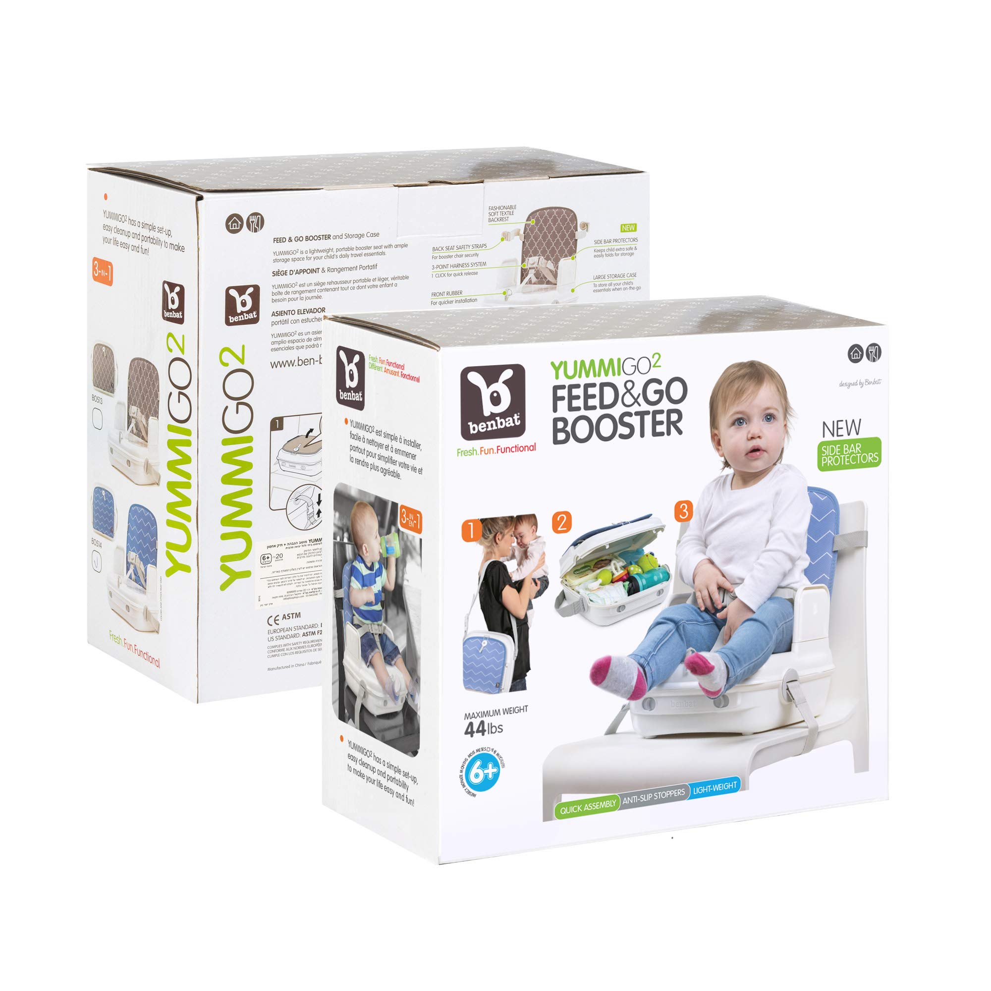 New Baby Booster Seat for Dining Table by Benbat. Portable, Washable Infant Feeding High Chair. Easy Folding & Adjustable Safety Harness (Gray)