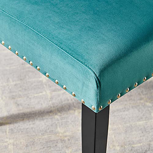 Modway Parcel Performance Velvet Dining Side Chairs - Set of 2, Teal