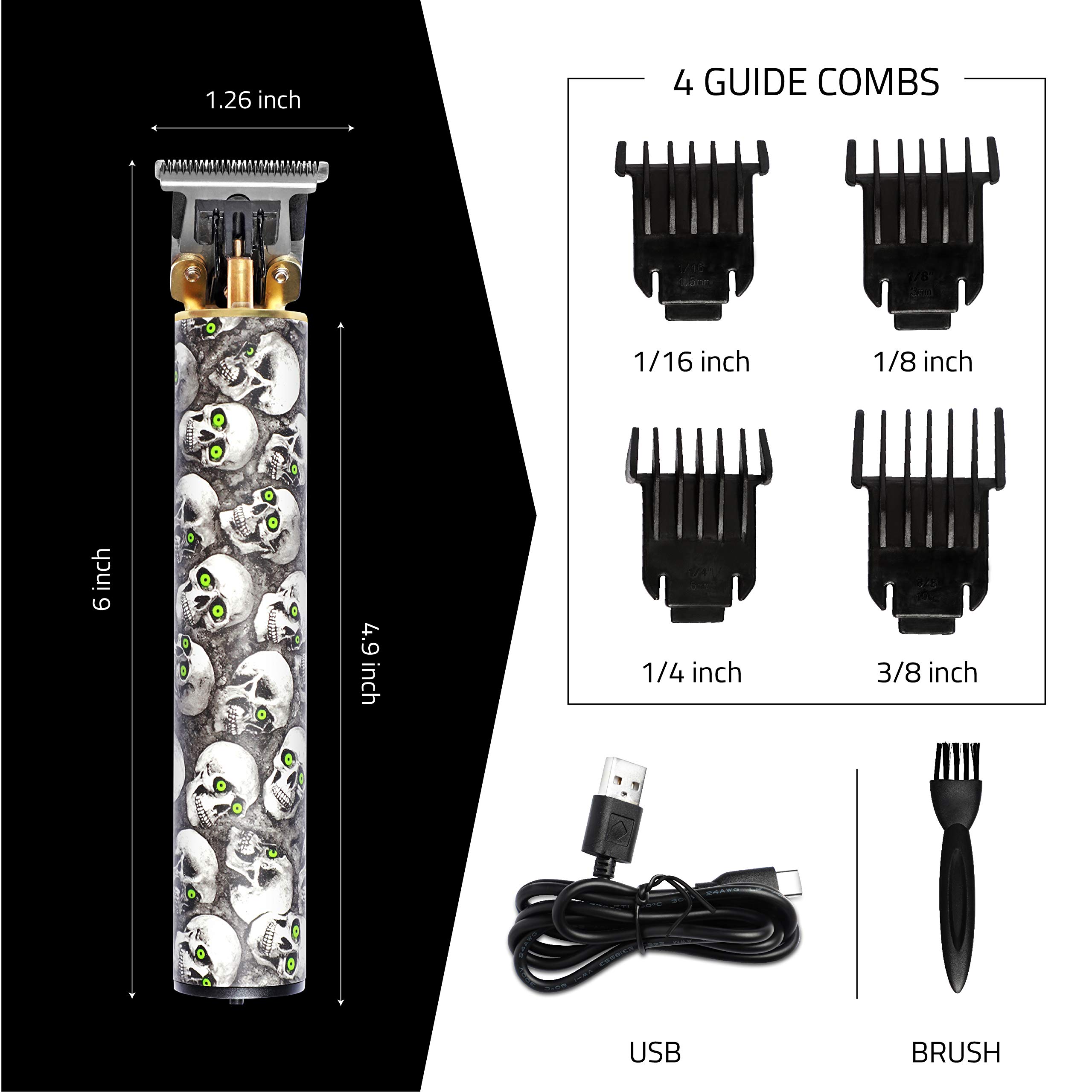 T-Blade Trimmer, Professional Cordless Zero Gapped Hair Clipper for Men Barber, 0mm Trimmer for Fading Beard Mustache Bald Neck Hair Edges, USB Rechargeable