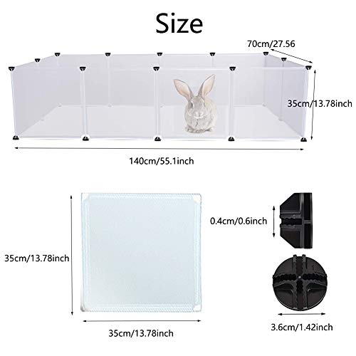 Hamster Playpen Plastic, Rabbit Fence Indoor Small Animal Cage Exercise Pen Transparent Playpen for Puppy Guinea Pigs Bunny Chinchilla Gerbils Hedgehogs Rats (12 Panels/Size:13.78 X 13.78 inches)
