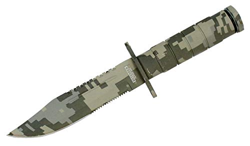 8.5" Defender Xtreme Digital Gray Camo Survival Hunting Knife Ultra Sharp Fixed Blade Knife with Sheath Camping Survival Pocket Knives