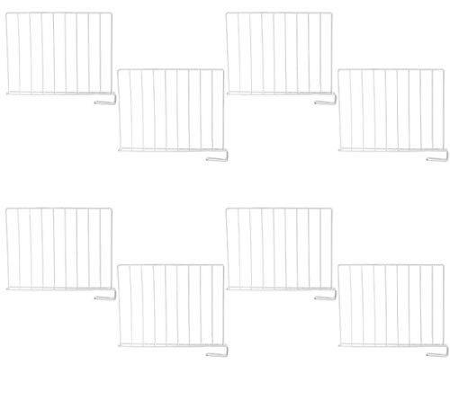 Hxytech Shelf Dividers, Set of 8 Vertical Metal Organizer Separators for Wood Shelf Wardrobe Cabinets Kitchen Office Sweater New and Improved, White