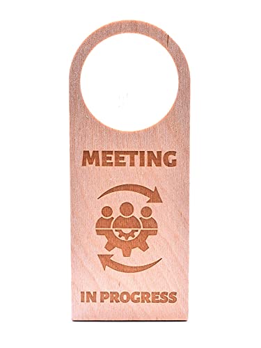 Meeting in Progress, Do Not Disturb Sign, Door Hanger - Engraved in Plywood