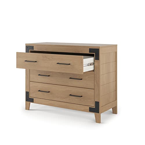 Child Craft Lucas 3 Drawer Wood Dresser, Anti-Tip Kit, Extra-Large Storage for Baby Nursery, Kid’s Room (Nutmeg)