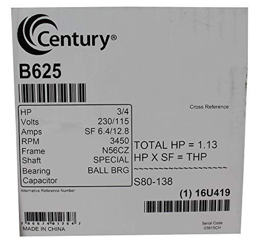 A.O. Smith Century B625 3/4HP 3450RPM 115/230V Polaris PB460 Booster Pump Motor