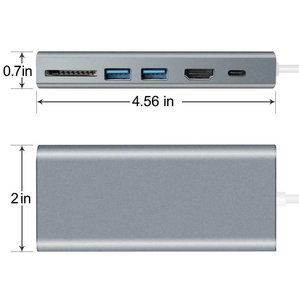 Type-C to HDMI Gigabit LAN Docking Station Converter 4K USB Readable SD Card,USB C Hub 6 in 1 Type C Adapter Compatiable for MacBook and Windows (Black)