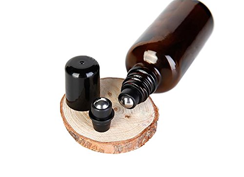 ericotry 4Pcs Brown Glass Roll-on Bottles Empty Refillable Glass Roller Bottles with Stainless Steel Roller Balls and Black Cap for Essential Oil Perfumes Lip Balms Attar Container size 30ml/1oz