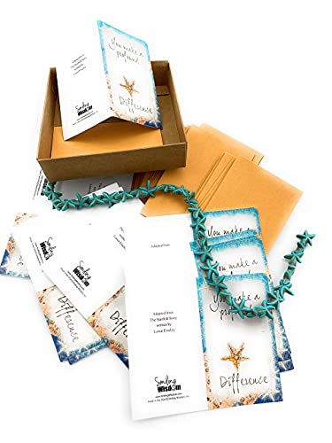 Smiling Wisdom - Bulk 30 Sets - Starfish Story You Make a Difference - Employee Appreciation Mini Greeting Card and Keepsake Gift Sets - 90 Pieces (Starfish - Kraft Envelopes)