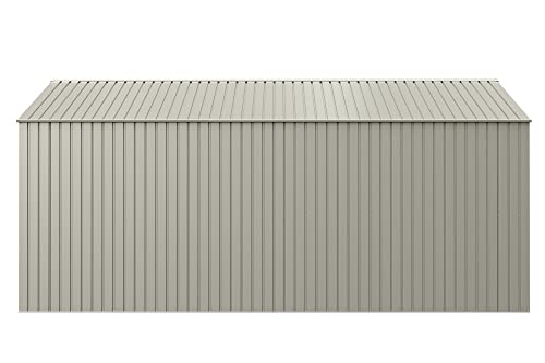 Arrow Shed Elite 14' x 16' Outdoor Lockable Gable Roof Steel Storage Shed Building, Cool Grey