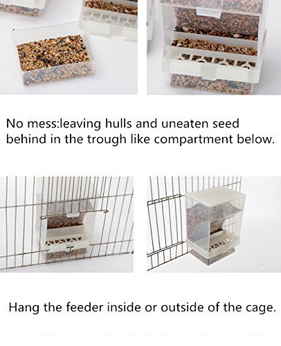 Hypeety Automatic Bird Feeder No Mess Pet Feeder Seed Food Container Perch Cage Accessories for Budgerigar Canary Cockatiel Finch Parakeet