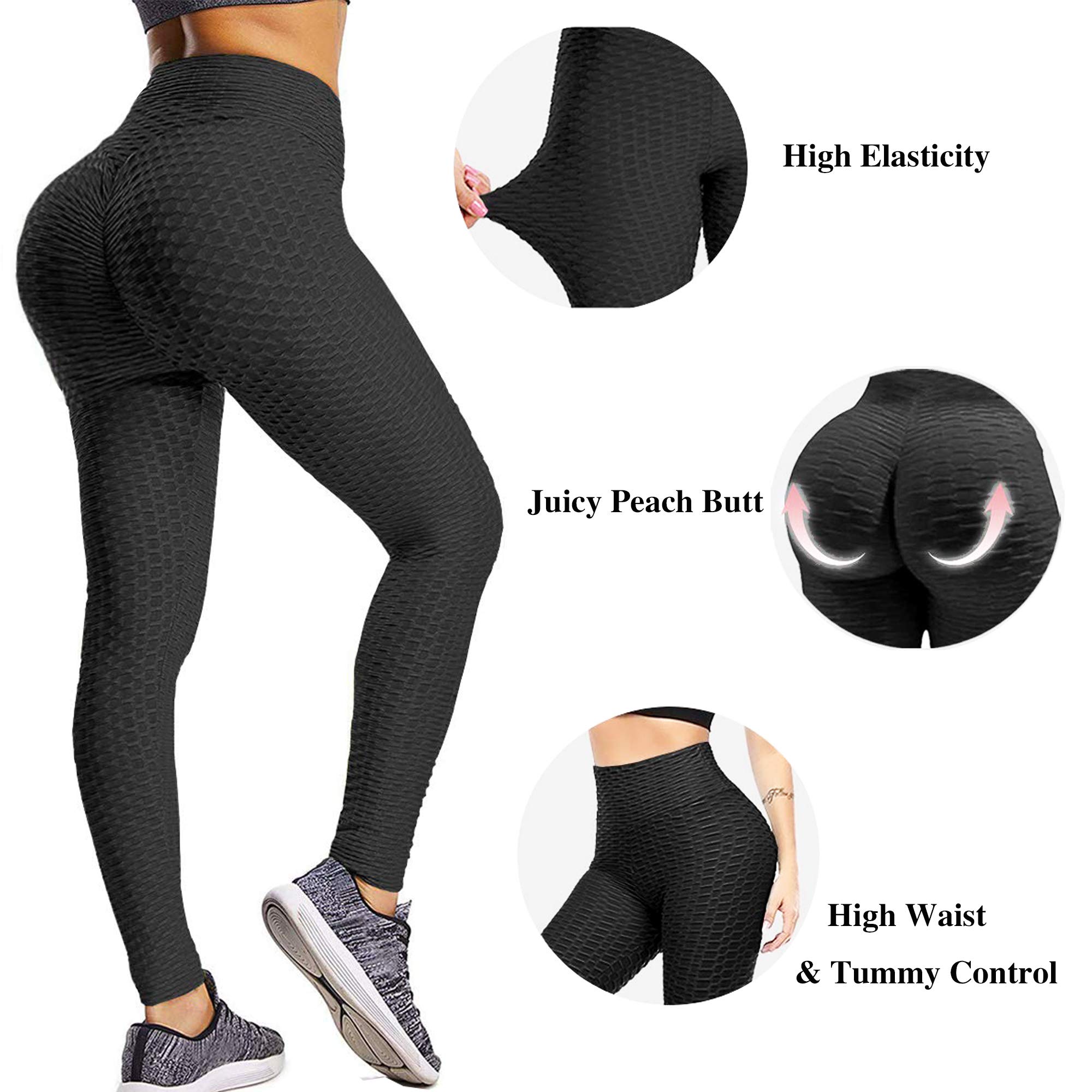 2 Pack TIK Tok Tiktok Booty Ruched Scrunch Butt Lift Lifting Anti Cellulite Sexy Leggings(PP-Black+Grey-S)