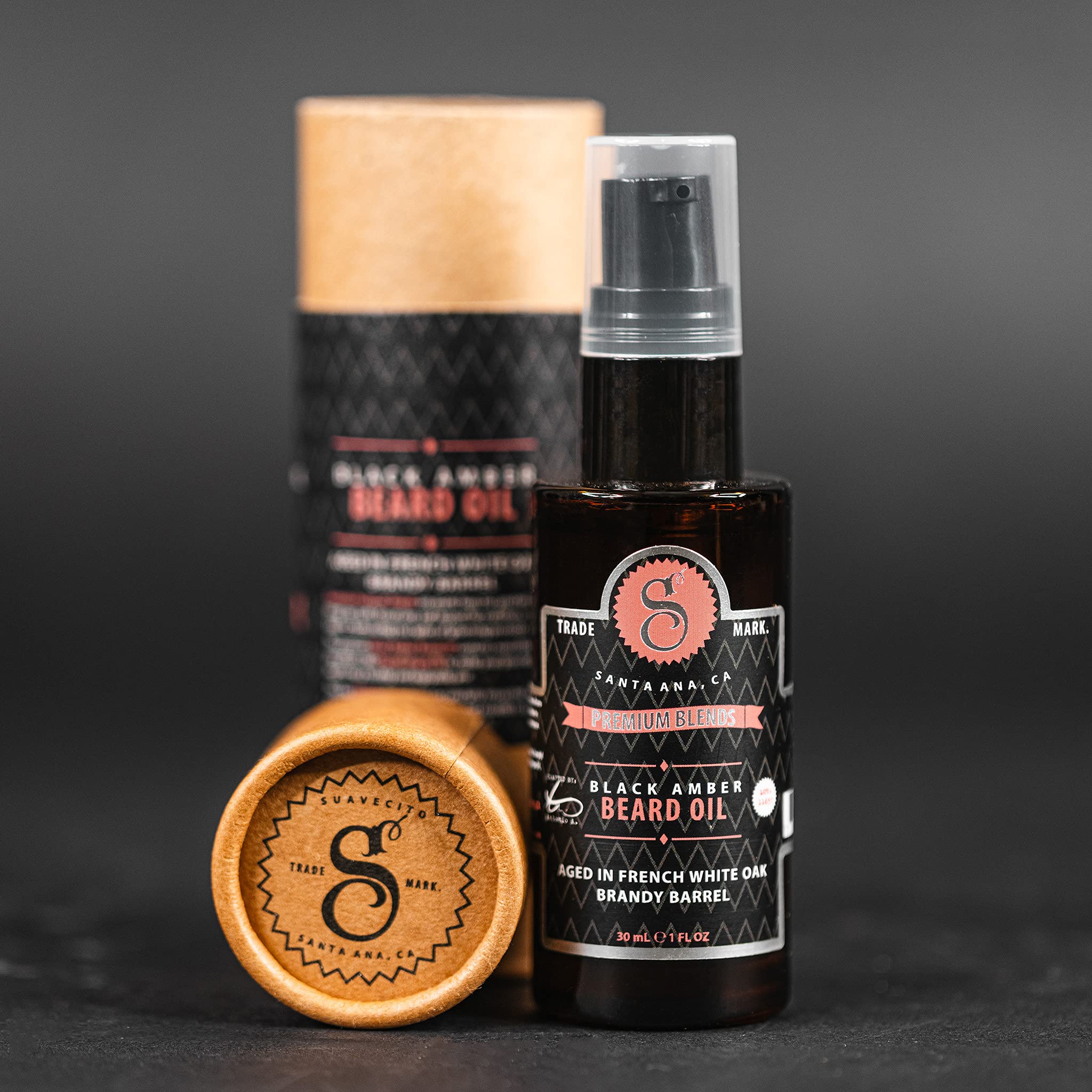 Suavecito Premium Blends Beard Oil - Leave-In Beard Conditioner For Softening Hair, Hydrating Skin, Eliminating Beard Dandruff, Healthy Beard Growth - Black Amber Fragrance - 1 oz