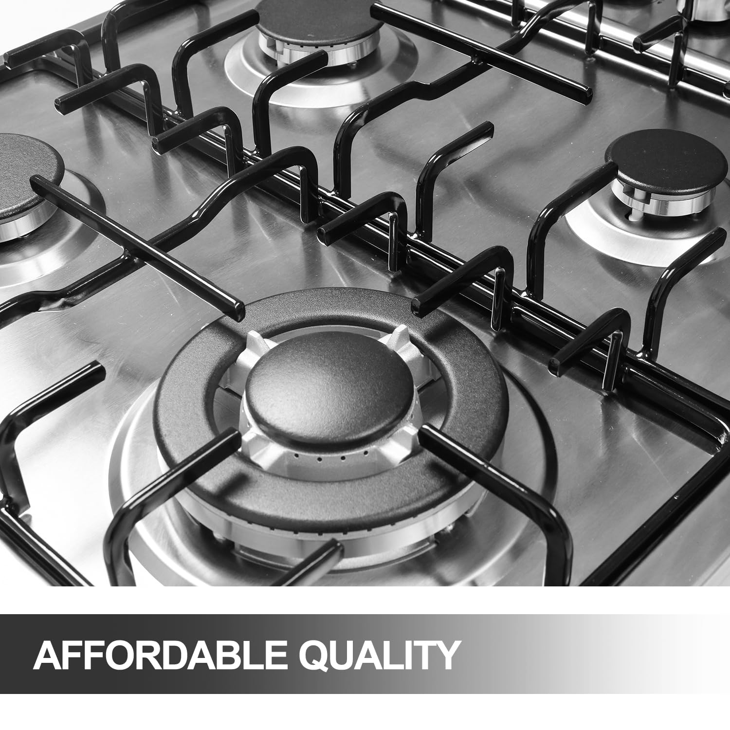 24″x20″ Built in Gas Cooktop 4 Burners Stainless Steel Stove with NG/LPG Conversion Kit Thermocouple Protection and Easy to Clean (20Wx24L)