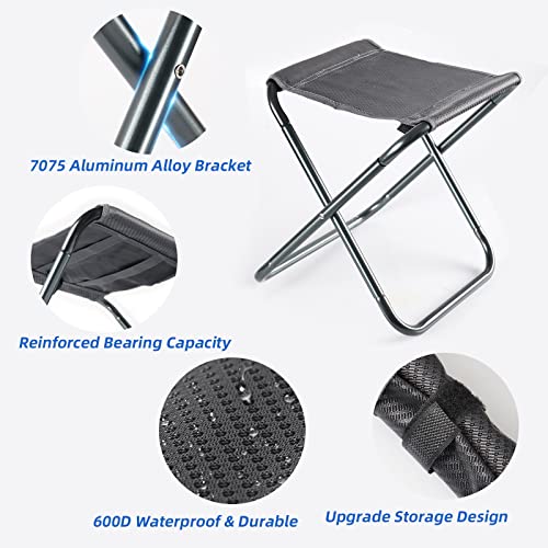 2 Pack Ultralight Camping Stool, Portable Folding Stool for Adults Fishing Outdoor Hiking Gardening Backpacking Travelling Walking with Carry Bag