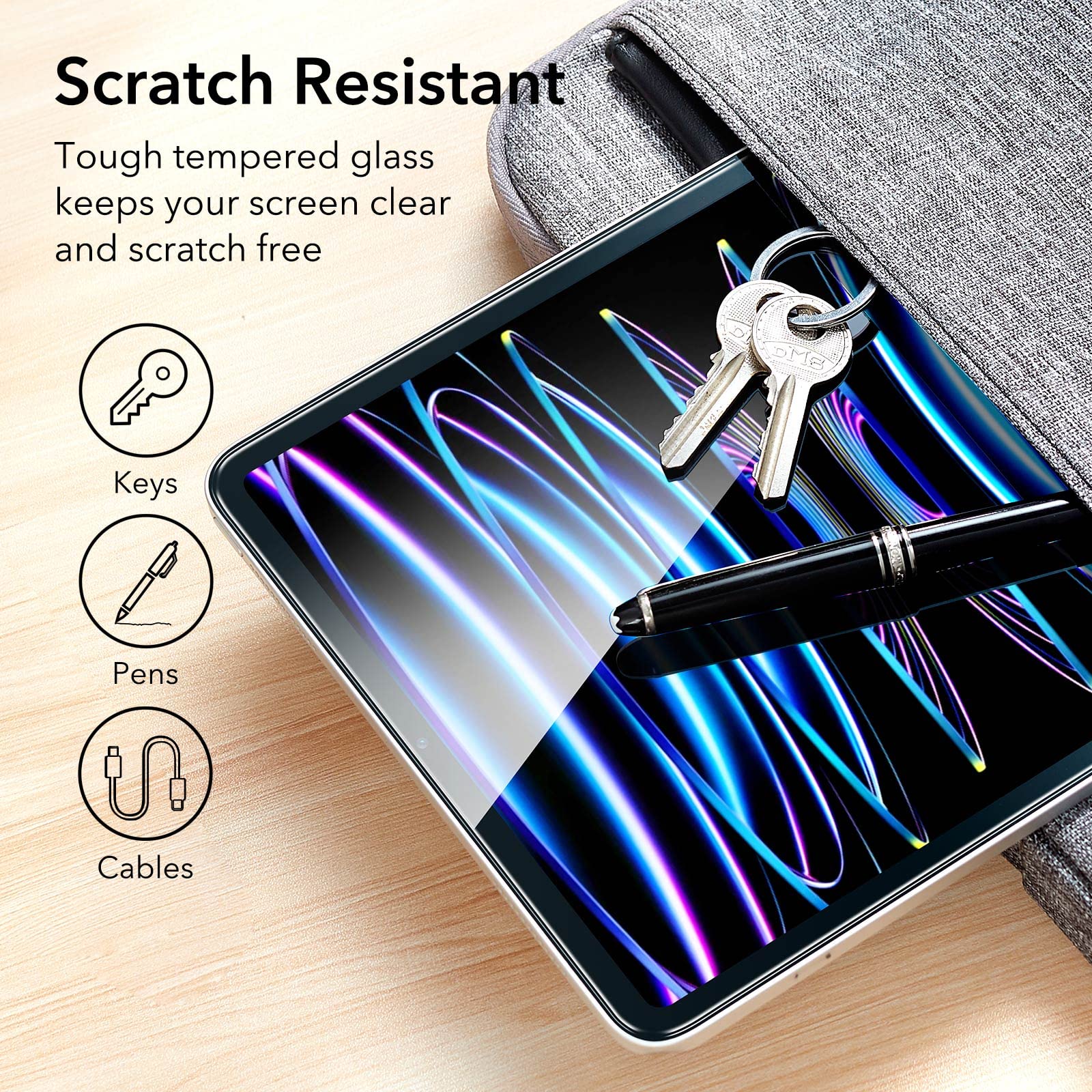 ESR 2 Pack Screen Protector for iPad Air 5th/4th Generation (2022/2020),iPad Pro 11 Inch (2022/2021/2020/2018) Screen Protector, Tempered-Glass Film with Alignment Frame, Anti-Scratch, HD Clarity