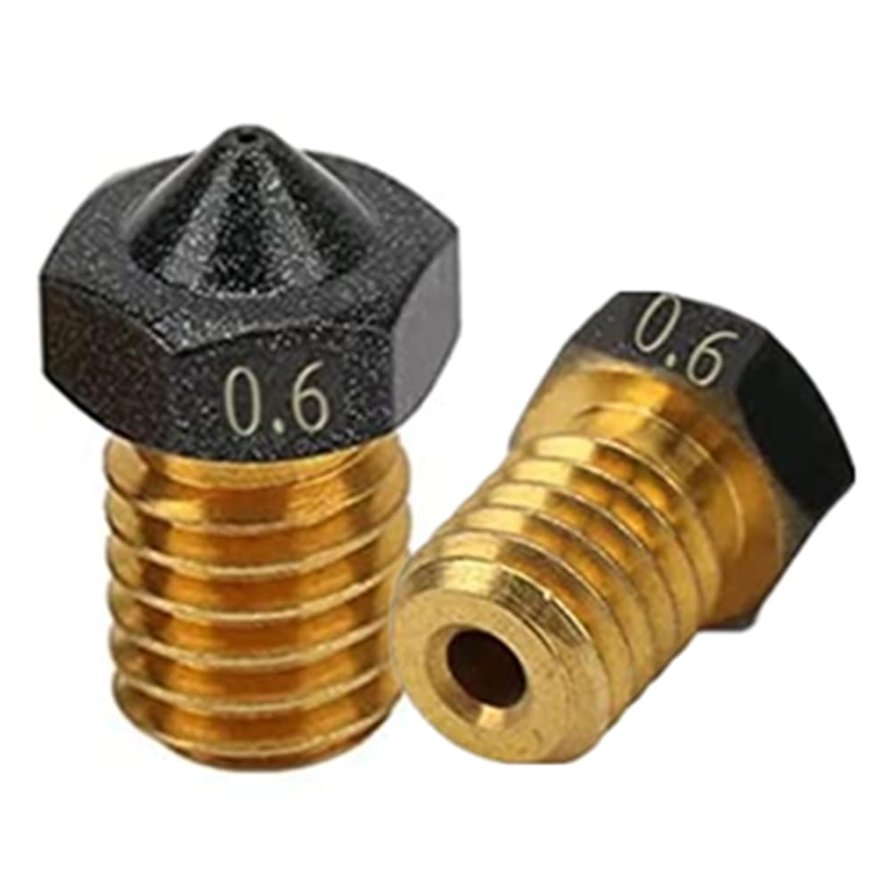 2 Pack Upgrade E3D V6 Nozzle PTFE Coated Brass Non-Stick PLA Extruder Print Head Nozzle for 1.75mm Ender3 Pro CR10/S Hotend (0.6mm)ÂĄÂ