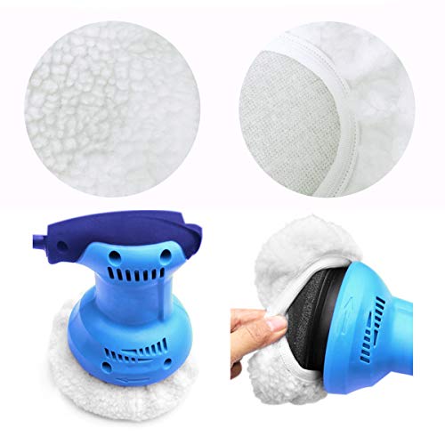 KingBra Car Polisher Pad Bonnet (7 to 8 Inch), 5Pcs Wool Polishing Bonnet Orbital Buffing Pad Cover Waxer Bonnet for Car Polisher