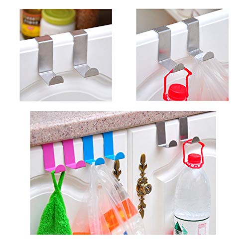 JCBIZ 2 Pack Over The Door Hooks Stainless Steel Seamless Nail-Free Bathroom Kitchen Z Shape Back Door Hook Rack Hanger Organizer Silver (Fit for Thickness: Less Than 1.8cm/4cm)