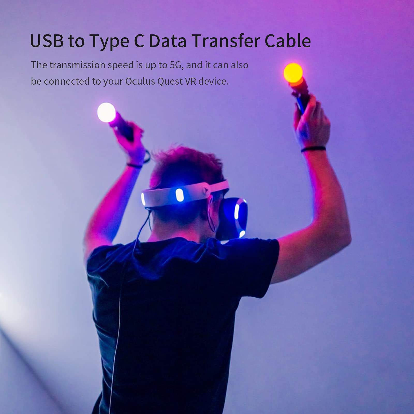 Compatible with Oculus Quest Link Cable (16FT), Suitable for Oculus Quest 1/Quest 2 / VR Headset Cable, Used for Gaming PC and Type C Charger