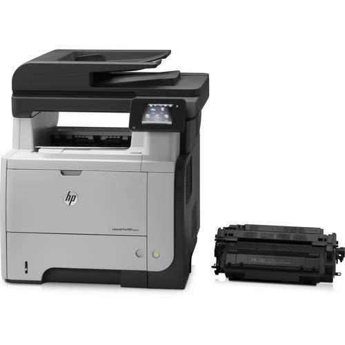 HEWLETT PACKARD Laserjet Pro M521dn All-in-One Printer (A8P79A) with Power Strip Surge Protector and Electronics Basket TM Microfiber Cleaning Cloth