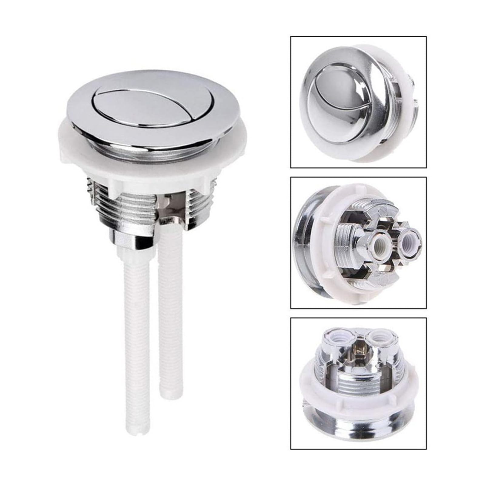 2pcs Round Toilet Tank Flush Button Adjustable Toilet Water Tank Button Double Push Flushing Button Toilet Accessories Toilet Push Button Flush Valves Replacement Kit