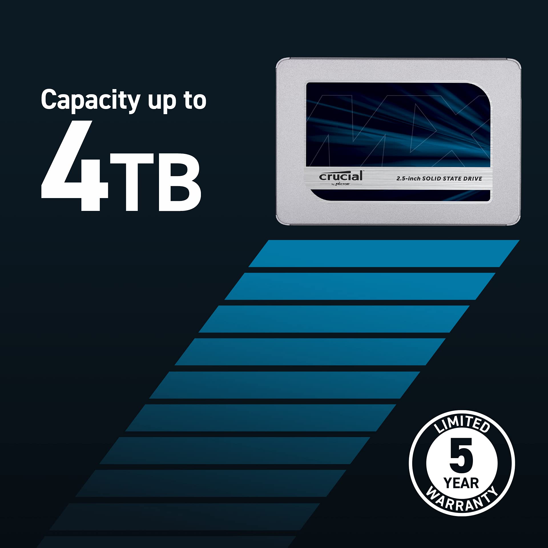 Crucial MX500 2TB 3D NAND SATA 2.5 Inch Internal SSD, up to 560MB/s - CT2000MX500SSD1