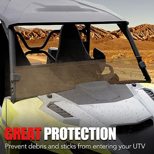 A & UTV PRO Front Dark Tinted Half Windshield for Yamaha Wolverine RMAX2 1000/ RMAX4 1000 2021 2022 2023 Accessories, Hard Coated Vented Window Windscreen, 250x Stronger Than Glass, 1PC
