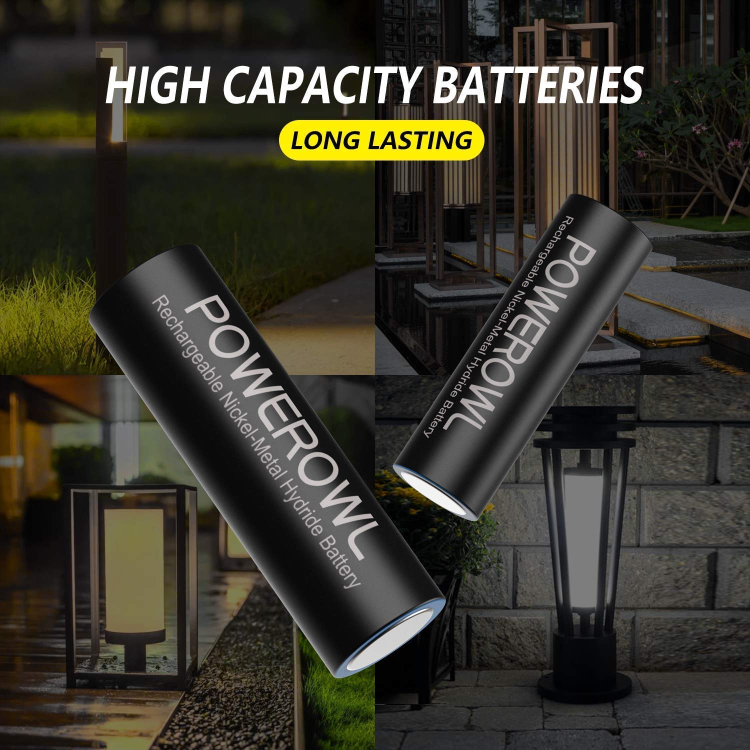 POWEROWL 16 Bay AA AAA Battery Charger (Updated, High Speed Charging) with Smart LED Light and Plug, Rechargeable AA Batteries 2800mAh -12 Count, for Solar Garden Lights, Battery String Lights, Outdoo