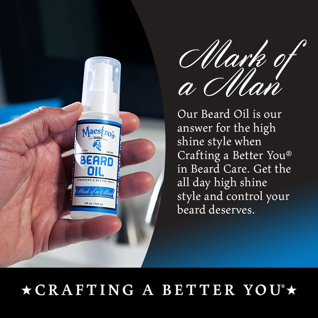 Maestro's Classic BEARD OIL | High-Shine Moisturizing & Taming for All Beard Types & Lengths- Mark of a Man Blend, 2 Ounce