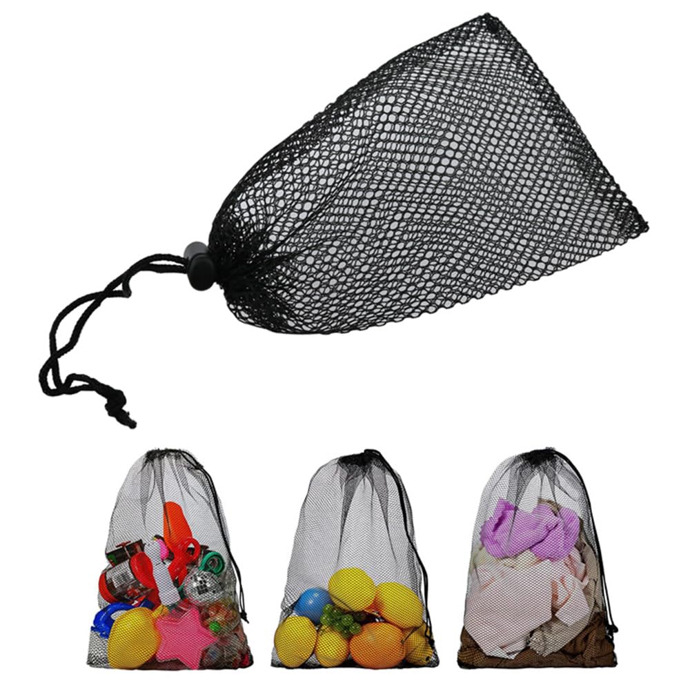 Wantane-Mesh Bags Drawstring Drawstring Net Bag Black Nylon Mesh Drawstring Bag For balls, small gym bags, home laundry bags(150X100MM)-4PCS