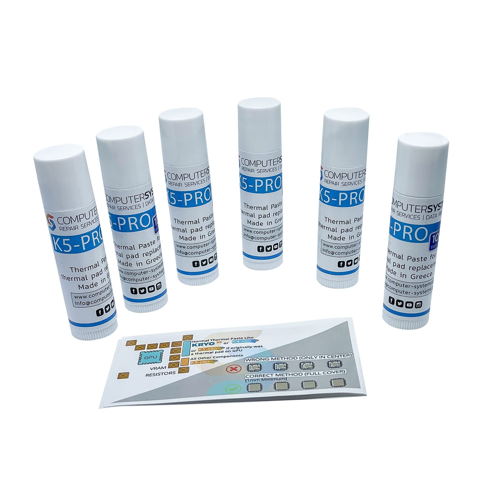 COMPUTERSYSTEMS REPAIR SERVICES DATA RECOVERY K5 PRO Viscous Thermal Paste for Thermal pad Replacement 60g 6X10g Pack (iPhone, Apple iMac, Sony PS4 & PS3, Xbox, Acer Aspire etc), CSGR