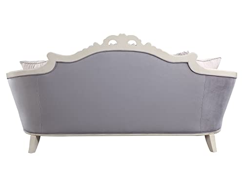 Acme Galelvith Fabric Upholstered Sofa with 5 Pillows in Gray