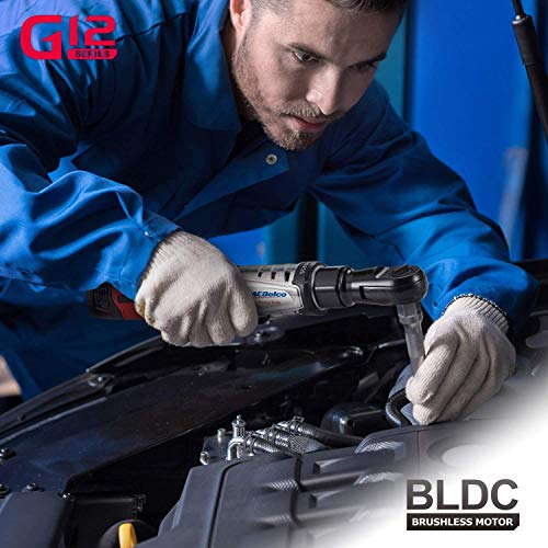 ACDelco Cordless G12 Series BRUSHLESS Li-ion 12V MAX. Ratchet Wrench (1/2) Tool Kit, 2-Pack Lithium-Ion Batteries