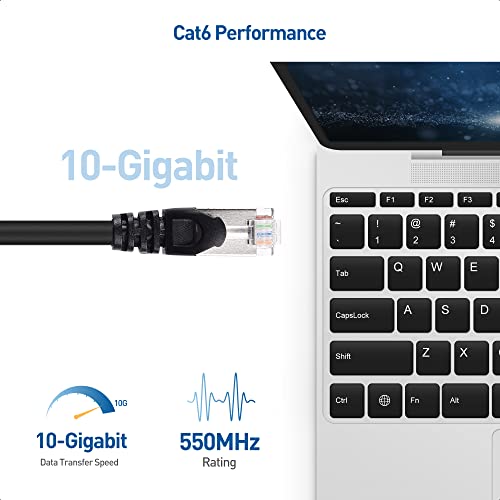 Cable Matters 10Gbps 5-Pack Snagless Short Shielded Cat6A Ethernet Cable 3 ft (SSTP, SFTP Shielded Ethernet Cable, Shielded Cat6 Cable, Cat 6 Shielded Network Cable) in Black