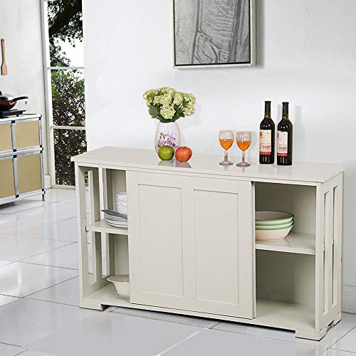 go2buy Antique White Stackable Sideboard Buffet Storage Cabinet with Sliding Door Kitchen Dining Room Furniture