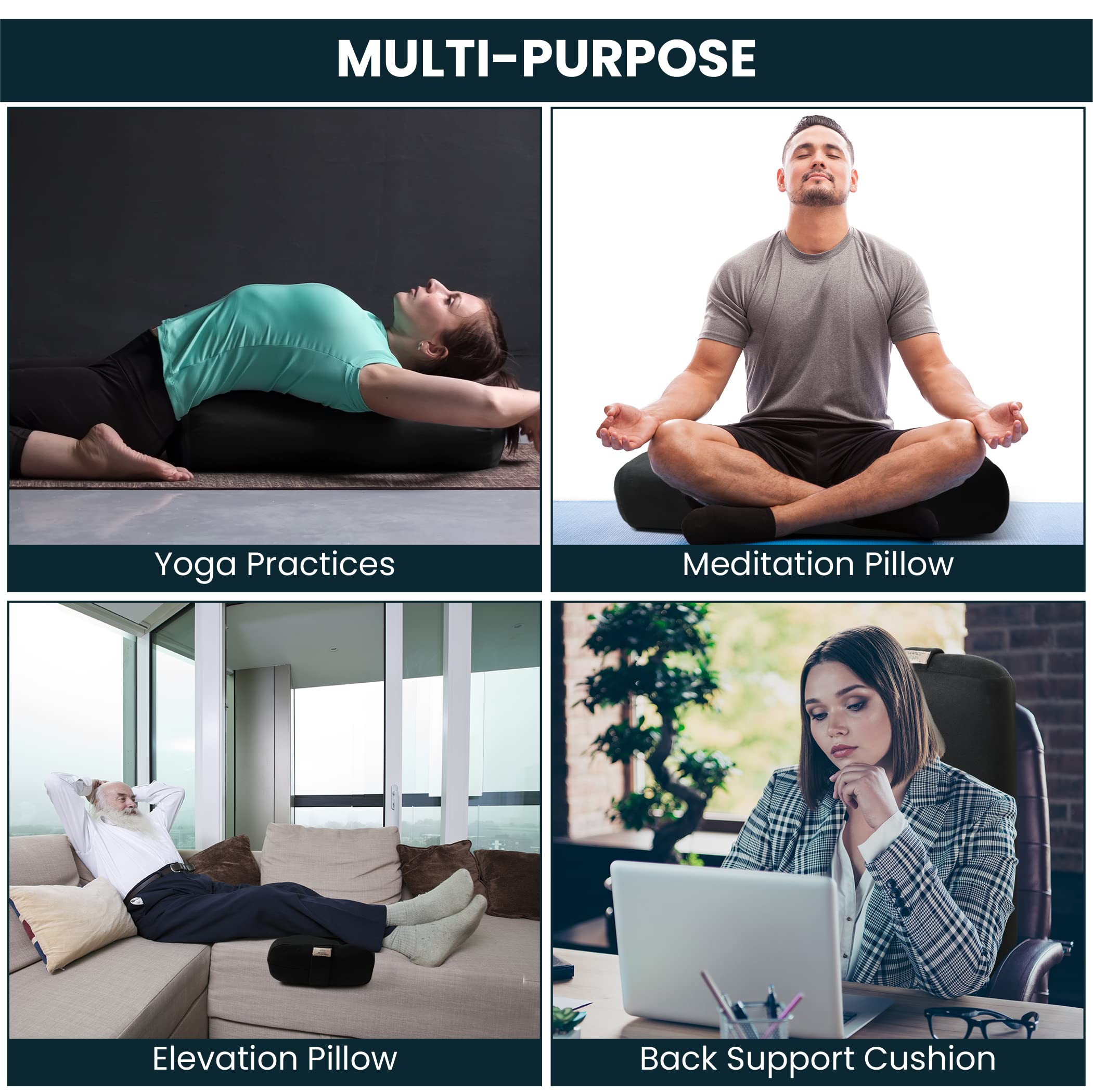 2Living Yoga Set Includes - Yoga Bolster (Yoga Pillow), Yoga Strap, and E-book