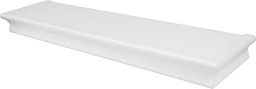 HIGH & MIGHTY 515610 Decorative 24" Floating Shelf Holds up to 20lbs, Easy Tool-Free Dry Wall Installation, Beveled, Retail Packaging, White