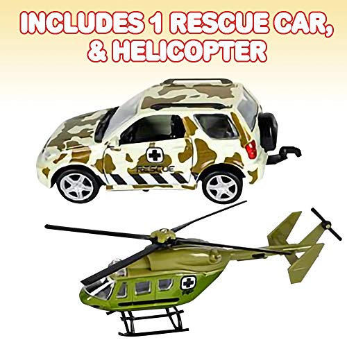 ArtCreativity SUV Toy Car with Trailer and Helicopter Playset for Kids, Interactive Northern Trek Play Set with Detachable Helicopter & Opening Doors on 4 x 4 Car, Best Birthday Gift for Boys & Girls