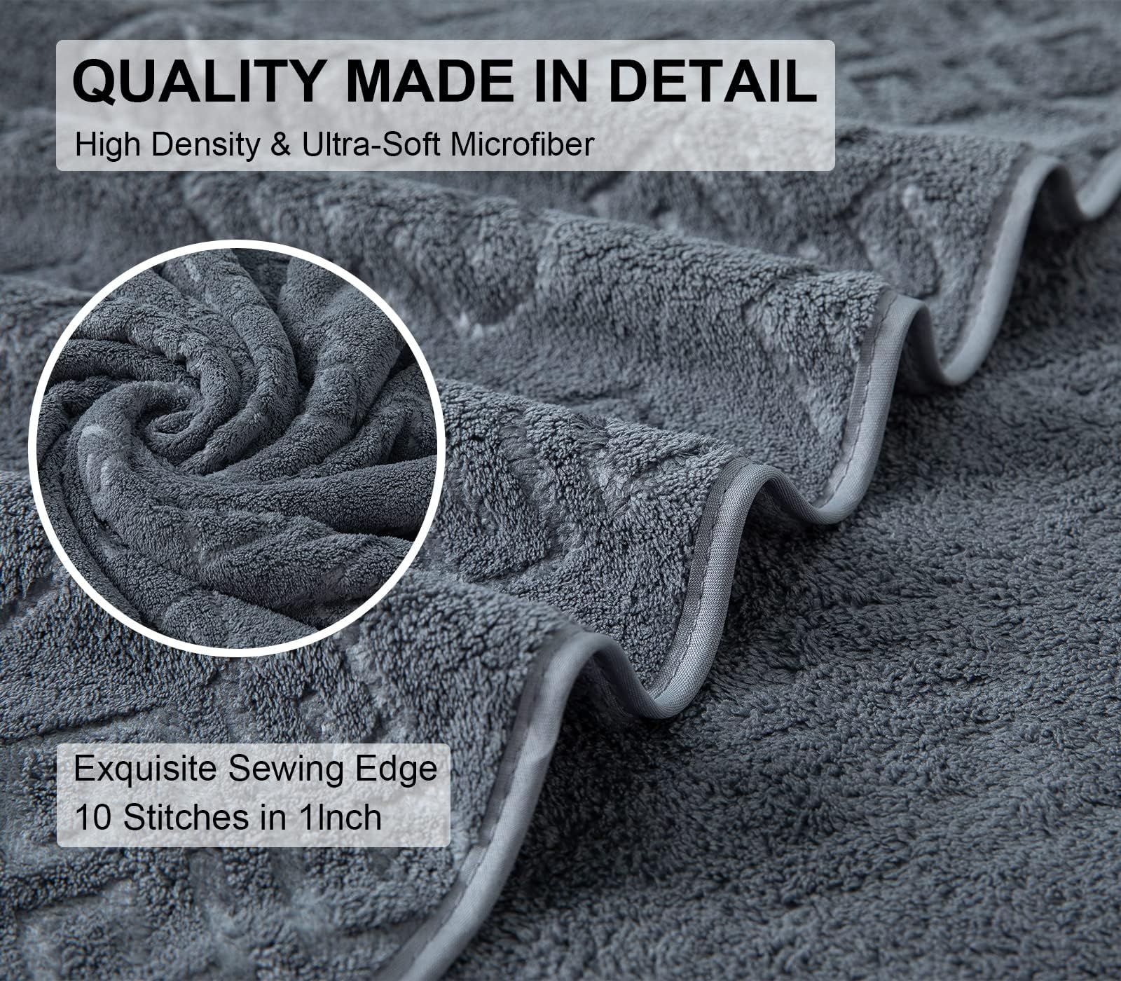 4 Piece Bath Towel Grey Oversized Bath Sheet 35"x70" Bathroom Towel Extra Large Bath Towel Set Soft Highly Absorbent & Quick Dry Premium Bath Towel for Bathroom 700GSM Shower Towel Spa Gym Hotel