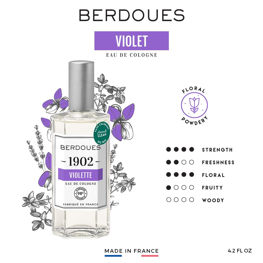 Berdoues Eau de Cologne Spray, Violette, 4.2 Fl Oz