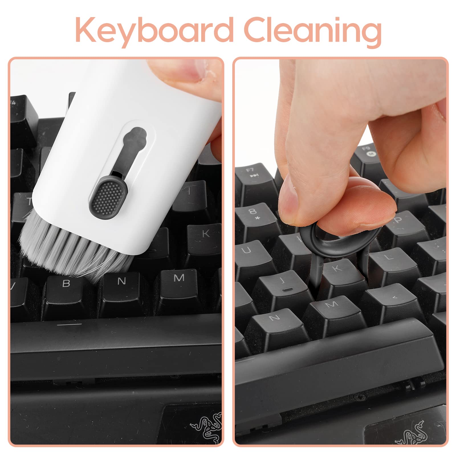 7 in 1 Airpod Pro Cleaner Kit with Spray,MMH Multi-Function Electronic Keyboard MacBook Laptop Screen Earbud Cleaner Kit Tool with Cleaning Pen Brush for iPod,Phone,Tablet,PC,Computer,Headphone Pink
